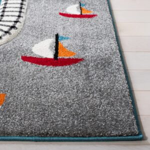 SAFAVIEH Carousel Kids Collection Area Rug - 6'7" x 9', Turquoise & Ivory, Non-Shedding & Easy Care, Ideal for High Traffic Areas for Boys & Girls in Playroom, Nursery, Bedroom (CRK192K)