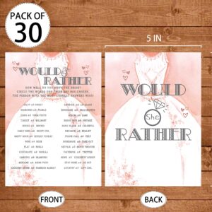 Jusitakeet Bridal Shower Games, Wedding Party Games, (Would She Rather), Bridal Shower Decorations, Gift – 30 Cards per Set (Suit010)