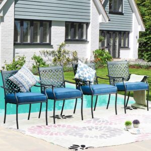 PatioFestival Patio Dining Chairs Stackable Outdoor Chairs Dining Furniture Set of 4,All Weather Frame with Thick Cushion for Porch,Yard,Balcony,Kitchen