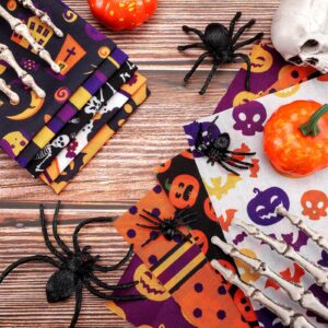 20 Pieces 10 x 10 Inch Halloween Fabric Quilting Bat Pumpkin Skull Print Patchwork Squares Craft Bundle Mixed Pattern Fabric Halloween Theme Decorative Fabric for DIY Halloween Decor (Stylish Style)