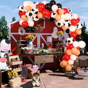 WEIKA Cow Party Decorations Garland Arch Kit, 104 Pcs Red White Cow Print Balloon for Farm Birthday Party Cow Birthday Decorations Graduation Bridal Baby Shower Girl Boy Party Supplies