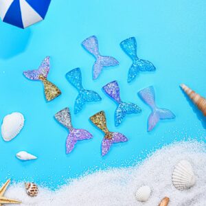 36 Pieces Acrylic Mermaid Tails Cupcake Toppers Mini Wrappers Mermaid Tail Figurines Cake Decorations for Mermaid Party Birthday Party, Baby Shower, Party Supplies Favors