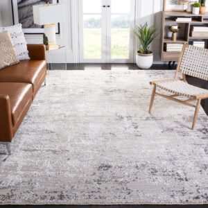 safavieh princeton collection area rug - 8' x 10', ivory & grey, boho tribal distressed viscose design, ideal for high traffic areas in living room, bedroom (prn532a)