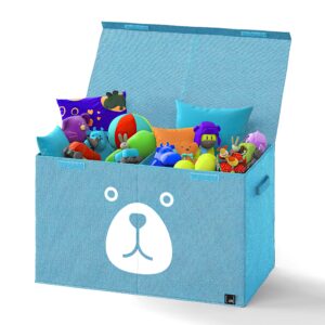 mindspace toy box for boys, girls - toy storage bins, kids storage box - cute storage box for kids closet storage, stuffed animal storage, playroom organization and storage - toy organizer bins, blue