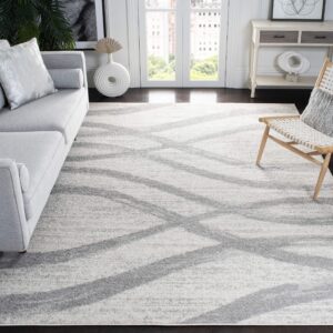 safavieh adirondack collection area rug - 10' square, cream & grey, modern wave distressed design, non-shedding & easy care, ideal for high traffic areas in living room, bedroom (adr125c)