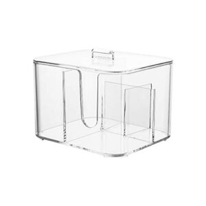 YOHOM Clear cotton ball and swab holder organizer with lid Bathroom Qtips Storage Container Box Plastic Cotton Round Pads Dispenser