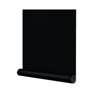 fuku mon 24"x394" black wallpaper peel and stick black contact paper matte solid black textured self adhesive removable thick vinyl film roll for cabinets bedroom wall decoration