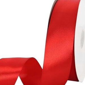 TONIFUL 1-1/2 Inch (40mm) x 100 Yards Red Wide Satin Ribbon Solid Fabric Ribbon for Gift Wrapping Chair Sash Valentine's Day Wedding Birthday Party Decoration Hair Floral Craft Sewing