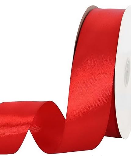 TONIFUL 1-1/2 Inch (40mm) x 100 Yards Red Wide Satin Ribbon Solid Fabric Ribbon for Gift Wrapping Chair Sash Valentine's Day Wedding Birthday Party Decoration Hair Floral Craft Sewing