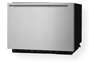 summit appliance ff1dss24 24" wide built-in drawer refrigerator, black 21.5" wide cabinet, oversized 24" stainless steel door, no frost, 115v