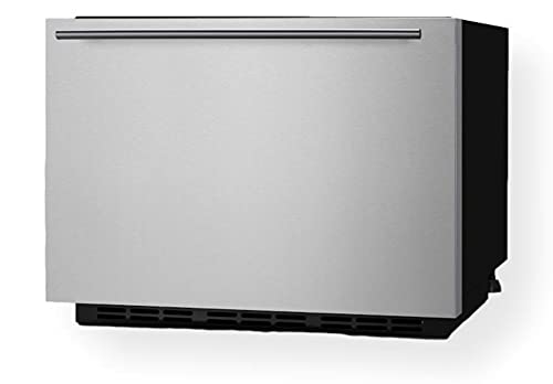 Summit Appliance FF1DSS24 24" Wide Built-In Drawer Refrigerator, Black 21.5" Wide Cabinet, Oversized 24" Stainless Steel Door, No Frost, 115V