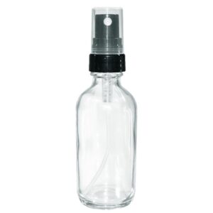 GlassBottleOutlet (Pack of 80) 2 oz. Clear Boston Round with Black Fine-Mist Sprayer