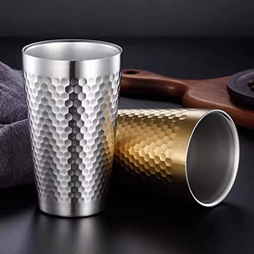 BEFOY Stainless Steel Cup - 16oz Pint Cups Drinking Glasses Water Beer Cup Unbreakable Hot & Cold Drinking Cups for Home Office Party & Outdoor Camping(Silver)