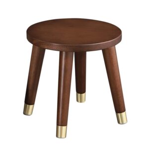 natural and co. wooden stool round step stool 10 inch plant stands detachable legs vanity stool bench, 12x12x10 inch, tongjiao303026