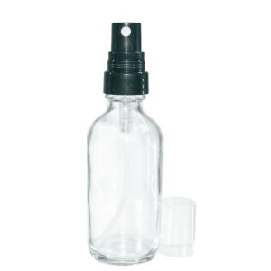 GlassBottleOutlet (Pack of 80) 2 oz. Clear Boston Round with Black Fine-Mist Sprayer