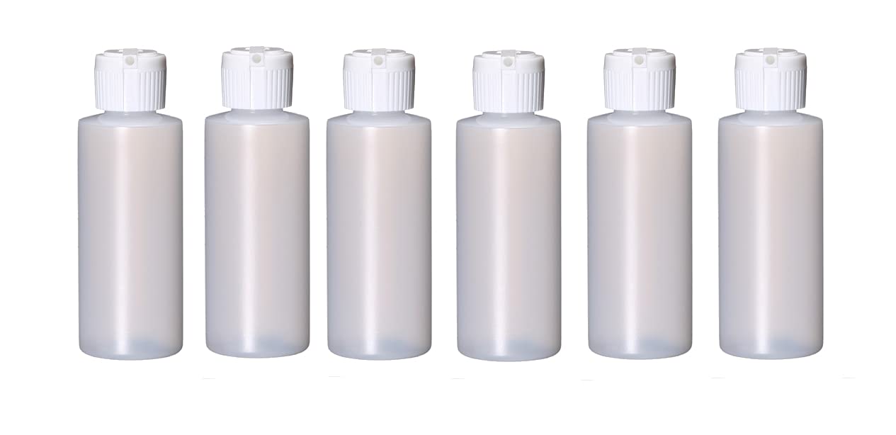 Natural Farms 2 oz Natural Pour Spout Plastic Bottles - 6 Pack - for Essential Oils, Perfumes, Lotions