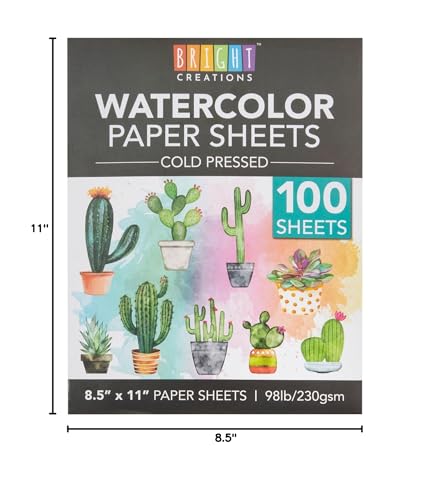 100 Sheets Cold Press Watercolor Paper for Artists and Beginners (8.5 x 11 in)