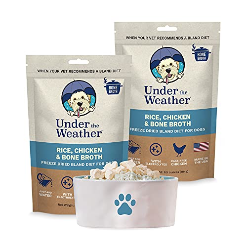 Under the Weather Bland Diet for Dogs | Easy to Digest for Sick Dogs |Always Be Ready| Contains Electrolytes - All Natural Freeze Dried 100% Human Grade Meats| 2 Pack- Chicken, Rice & Bone Broth - 6oz