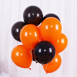 100pcs 12" orange and black halloween balloons w/ribbon for graduation birthday party decorations