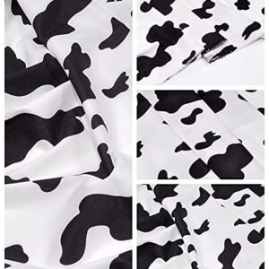 Yutone 59" Wide 4.0 OZ Fabric by 100% Polyester Cow Design Print Fabric,White/Black, for Party Derss by 2 Yards (72 Inch & White Ground)