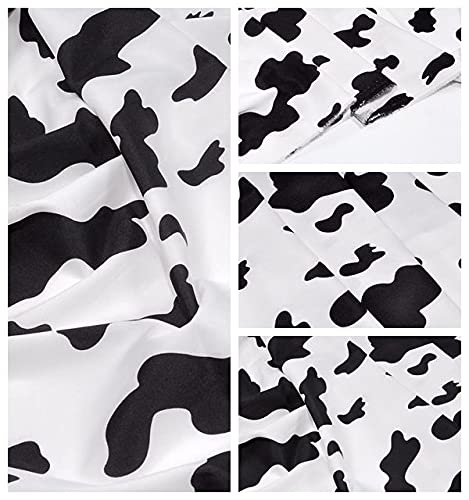 Yutone 59" Wide 4.0 OZ Fabric by 100% Polyester Cow Design Print Fabric,White/Black, for Party Derss by 2 Yards (72 Inch & White Ground)