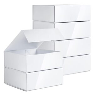 stockroom plus 6 pack proposal boxes with lid for groomsmen, bridesmaid, 9.5 x 9.5 x 3.5 inch square glossy white magnetic gift box for parties, retail