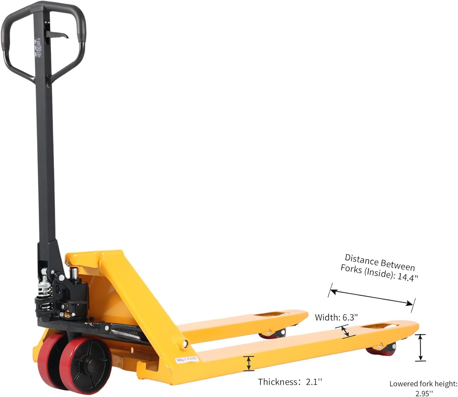 Tory Carrier Manual Pallet Jack 5500 Lb. Capacity, Pallet Truck 48 × 27 Fork Size Standard Duty Hand Trucks