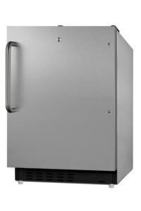 summit appliance alrf49bcss 20" wide built-in refrigerator-freezer, ada compliant, adjustable shelves, 2.68 cu.ft capacity, manual defrost, adjustable thermostat, stainless steel door