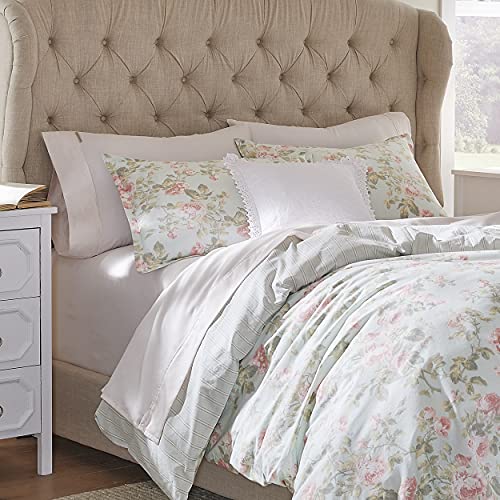 Laura Ashley Home - Twin Duvet Cover Set, Reversible Cotton Bedding with Matching Sham, Breathable Home Decor for All Seasons (Madelynn Blue, Twin)