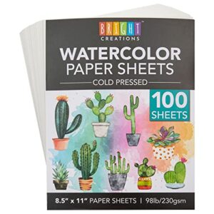 100 sheets cold press watercolor paper for artists and beginners (8.5 x 11 in)