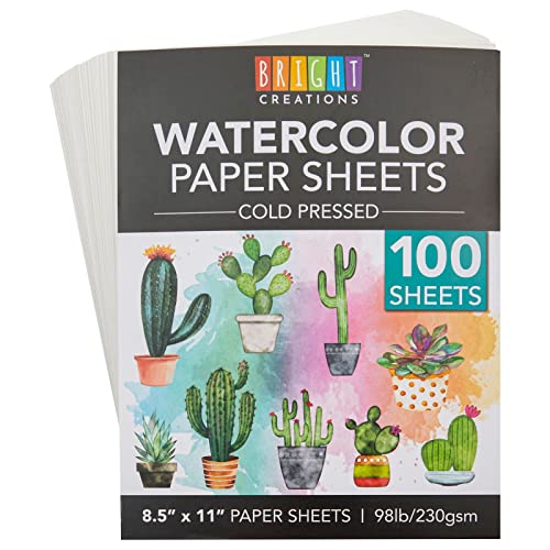 100 Sheets Cold Press Watercolor Paper for Artists and Beginners (8.5 x 11 in)