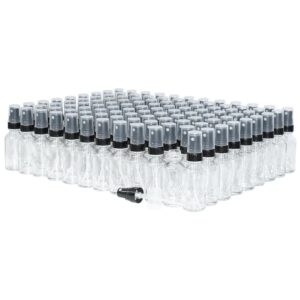 glassbottleoutlet (pack of 108) 1 oz. clear boston round with black fine-mist sprayer