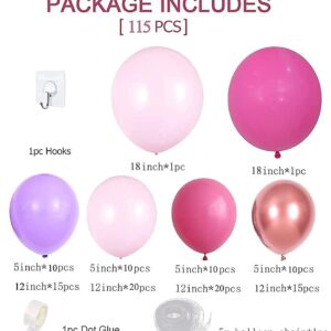 Hot Pink Balloon Arch kit Rose Gold Metallic Balloon Garland Latex Balloons Arch for Bridal Shower Mother's Day Baby Shower Wedding Birthday holiday Party Decorations Supplies for Girls and Women