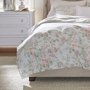 Laura Ashley Home - Twin Duvet Cover Set, Reversible Cotton Bedding with Matching Sham, Breathable Home Decor for All Seasons (Madelynn Blue, Twin)