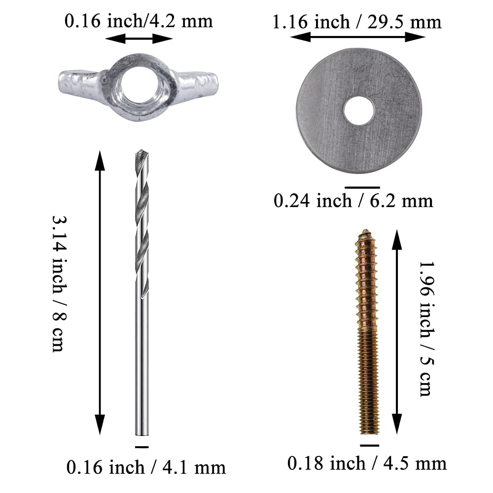 Bird Cage Feeder Stand Perches Accessories Hardware 16 Clamps 8 Screws 8 Bolts 1 Drill for Holding Water Food Cups Bowls Metal Replacements Hamster Board Pole Fixing Breeding Box Double-Headed Screw