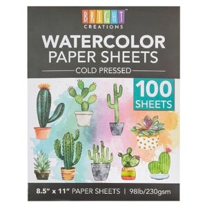 100 Sheets Cold Press Watercolor Paper for Artists and Beginners (8.5 x 11 in)