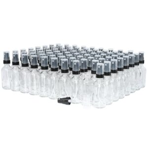 glassbottleoutlet (pack of 80) 2 oz. clear boston round with black fine-mist sprayer