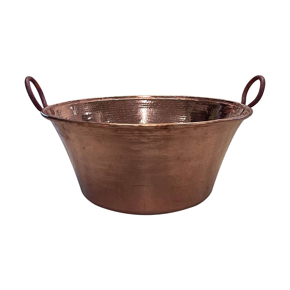 MH GLOBAL Large 26 Inch Heavy Duty Gauge Copper Jam Pan Cazo De Cobre Para Carnitas Tacos