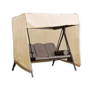 aurragiy outdoor 3 triple swing cover 420d patio hammock swing glide cover waterproof garden furniture canopy all weather protector 86 x 48 x 67 inch beige