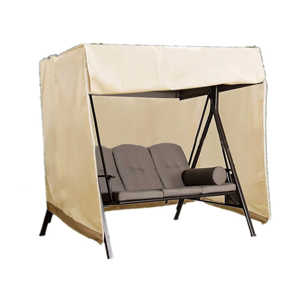 Aurragiy Outdoor 3 Triple Swing Cover 420D Patio Hammock Swing Glide Cover Waterproof Garden Furniture Canopy All Weather Protector 86 x 48 x 67 Inch Beige