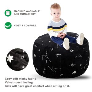 DODO NICI Bean Bag Chair Cover -(NO Beans) for Kids Teens, Zipper Opening, Soft Velvet, X-Large (34" Black)