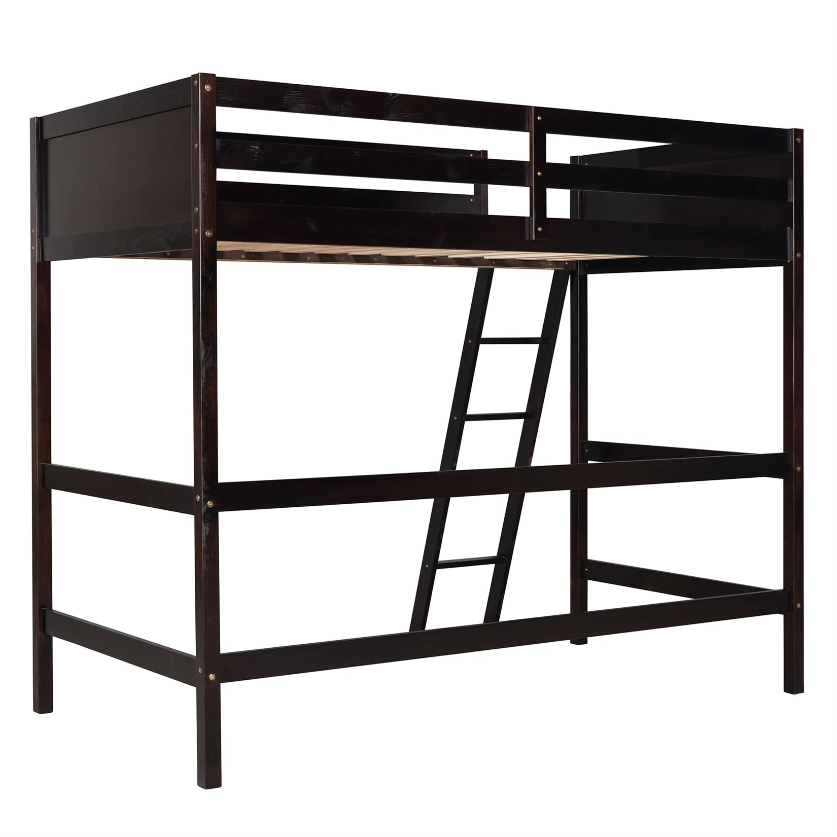 Harper & Bright Designs Twin Loft Beds, Wood Loft Bed for Kids, High Loft Bed Frame for Children Girls Boys Teens, Espresso