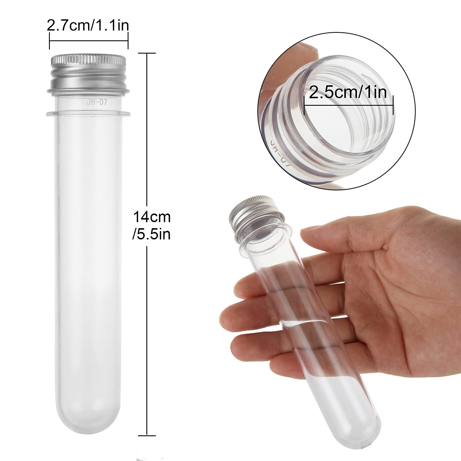 LANIAKEA 60pcs Test Tubes, 45 ML Clear Test Tubes with Screw Caps, Plastic Test Tubes Containers for for Bath Salts, Candy Storage, Scientific Party, Wedding Decorate, Plant Propagation, 140x25MM