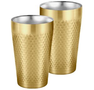 befoy stainless steel cup - 16oz pint cups drinking glasses water beer cup unbreakable hot & cold drinking cups for home office party & outdoor camping(silver)