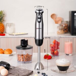 LIMENT 5-in-1 Multi-Purpose Hand Blender, 20-Speed Immersion Blender, Heavy Duty & Low-Noise DC Motor, With Food Chopper, Whisk, Milk Frother, Mixing Beaker, BPA-Free