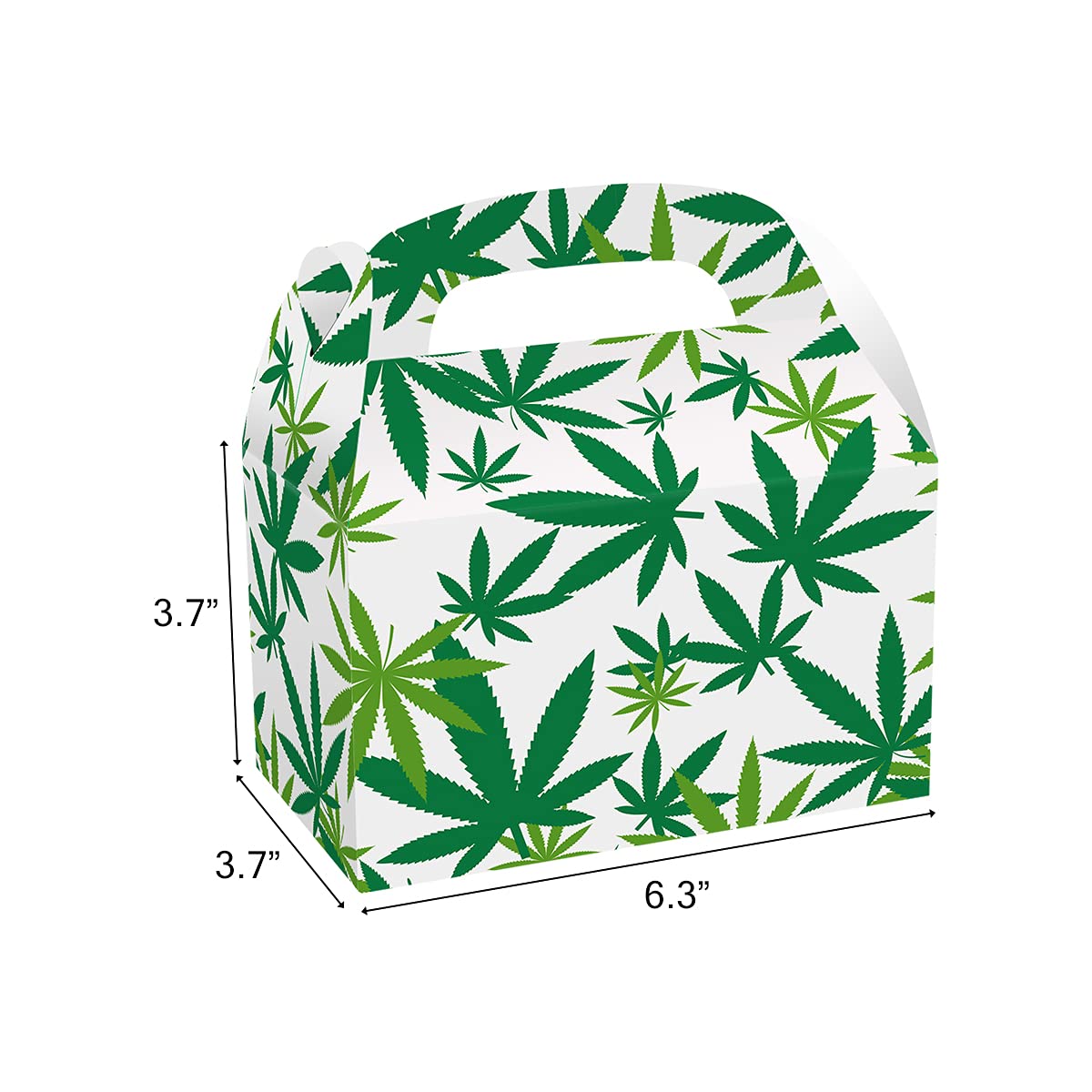 CIEOVO 24 Pack Weed Leaves Party Favor Treat Boxes, Leaf Print Goodie Candy Treat Present Boxes Recycled Party Favor Boxes for Green Weed Leaves Theme Birthday Baby Shower Party Supplies Decoration