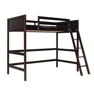 Harper & Bright Designs Twin Loft Beds, Wood Loft Bed for Kids, High Loft Bed Frame for Children Girls Boys Teens, Espresso