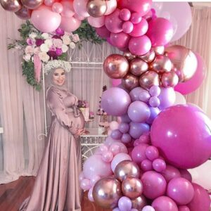 Hot Pink Balloon Arch kit Rose Gold Metallic Balloon Garland Latex Balloons Arch for Bridal Shower Mother's Day Baby Shower Wedding Birthday holiday Party Decorations Supplies for Girls and Women