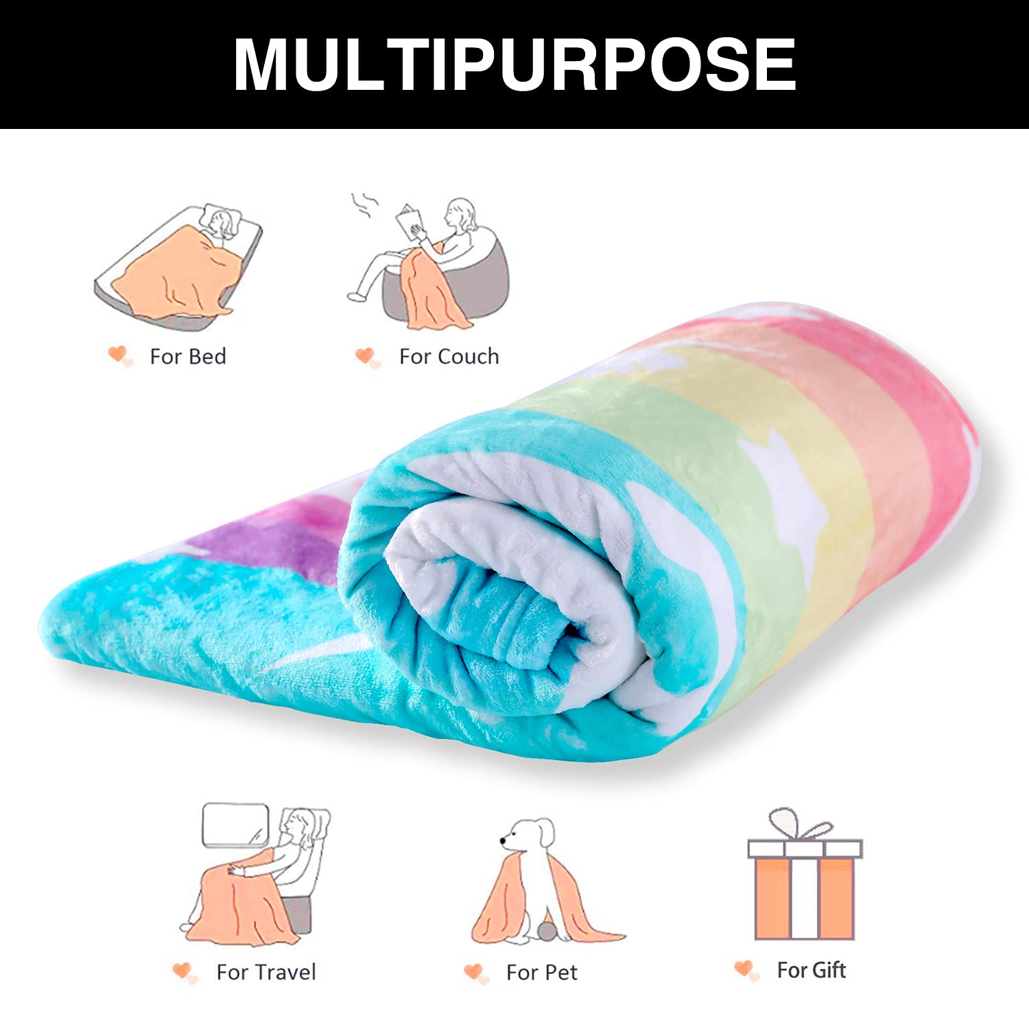 DUISE Soft Flannel Throw Blanket Magic Glowing Jellyfish Underwater All Season Warm and Cozy Quilt Blanket for Bed Sofa Couch Lightweight Travelling Camping 50"x60" Throw Size for Kids Boys Women