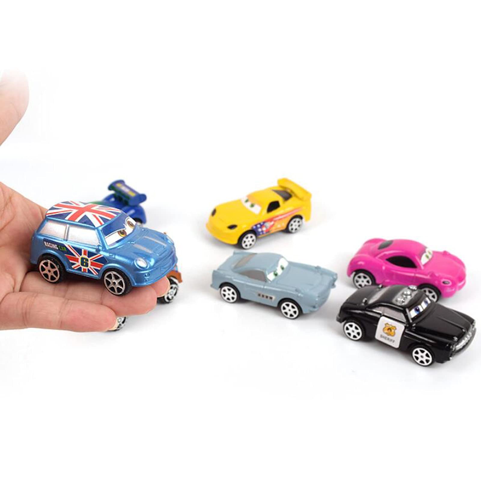 ERANCE 8 Pcs Mini Pull Back Racers Cars, Miniature Car Figurine Toys, Cake Toppers, Cupcake Decorations